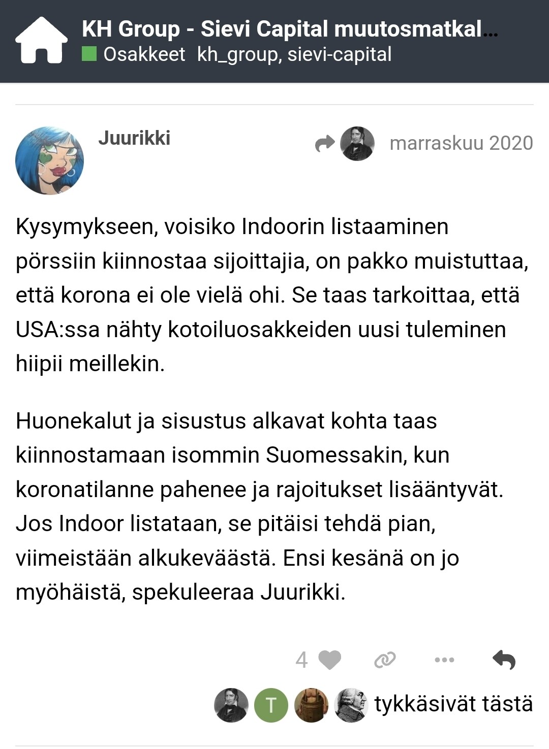 KH Group - Sievi Capital muutosmatkalla - #4603 käyttäjältä Juurikki - Osakkeet - Inderes forum